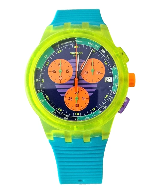 OROLOGIO SWATCH NEON WAVE SUSJ404 cronografo con data e lancette ...