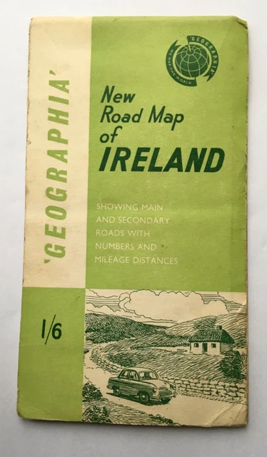 GEOGRAPHIA NEW ROAD Map of Ireland early 1960s £8.50 - PicClick UK