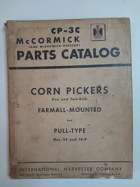 INTERNATIONAL MCCORMICK CORN Pickers Farmall IH PARTS LIST BOOK CATALOG ...