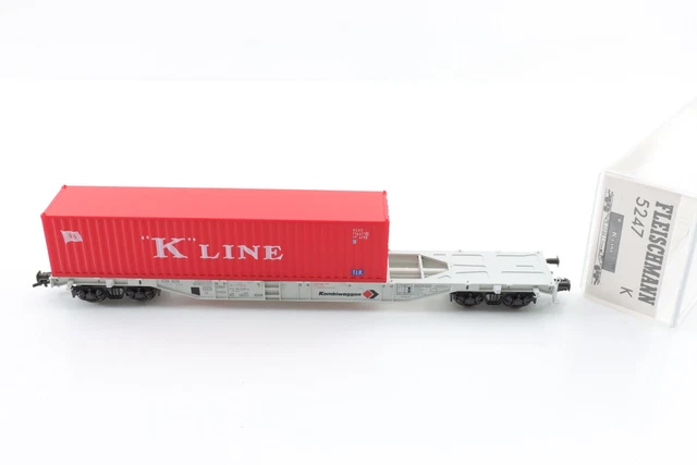 H0 FLEISCHMANN 5247 Kombiwagen Containerwagen K-Line Güterwagen DC OVP ...