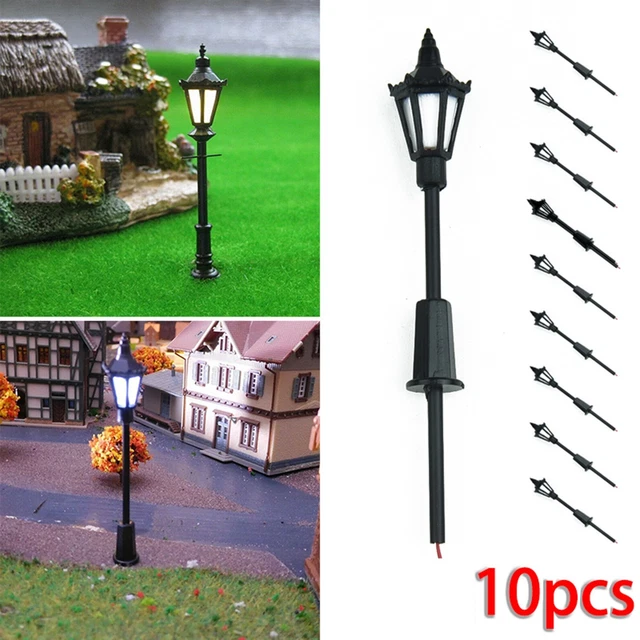 10* DIY MODEL Railway Train Lamp Post Street Lights HO OO-Scale LED 1: ...