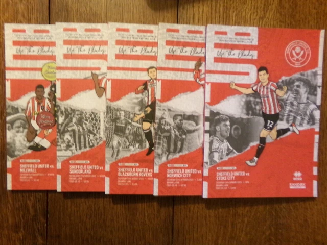 COLLECTION OF 2022/23 Sheffield United Home Programmes x5 all good ...