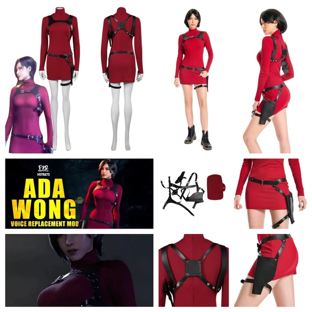 RESIDENT EVIL 4 Remake Ada Wong Cosplay Red Sexy Knit Dress Cheongsam ...