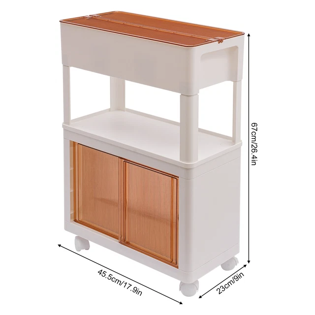 3-TIER KITCHEN ISLAND Cart Rolling Storage Cabinet Cart w/Drawer & Rack ...