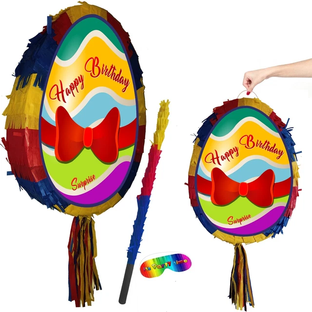 BIRTHDAY EGG PINATA Big Surprise smash Party Game fun Easter Happy Hunt ...