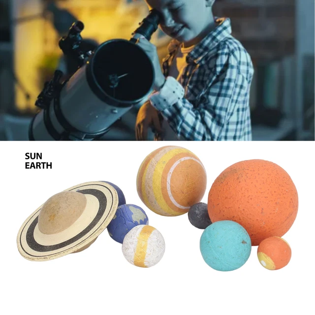 SOLAR SYSTEM MODEL PVC Cute 9 Planets Figure For Kids Education Space £ ...