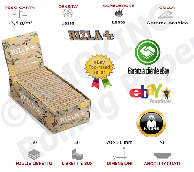 CARTINE RIZLA NATURA Corte Rolling Papers 50 Libretti £26.99 - PicClick UK