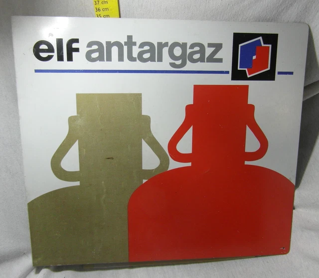 PLAQUE PUBLICITAIRE - ELF - ANTARGAZ - en tôle peinte - Double Face ...