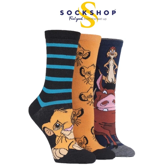 THE LION KING Womens Cotton Disney Socks Simba Timon & Pumbaa 3 Pairs ...