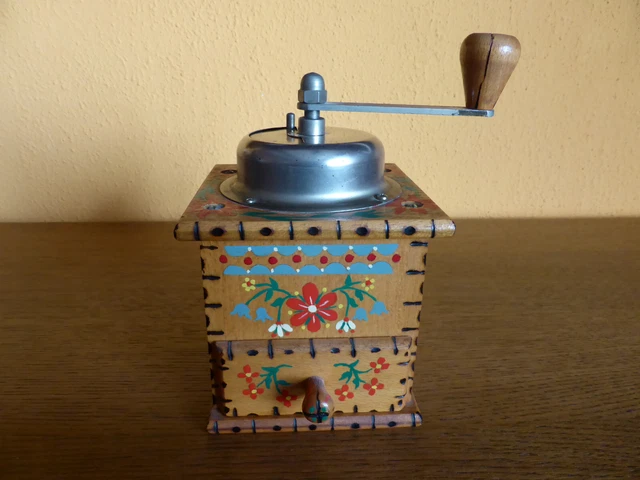 ALTE KAFFEEMÜHLE, HANDMÜHLE Holz, handbemalt in den 70er Jahren DDR EUR 22,00 - PicClick DE
