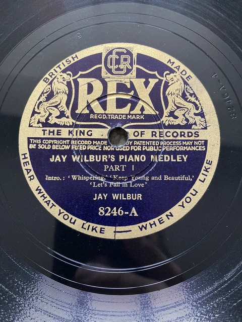 JAY WILBUR 78RPM 10” Jay Wilbur’s Piano Medley £8.99 - PicClick UK