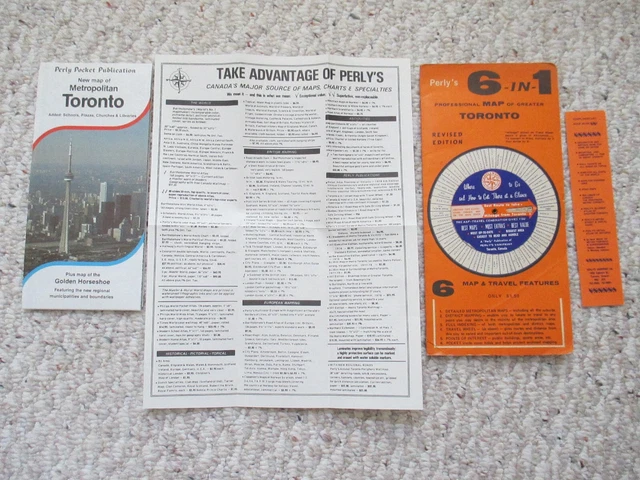 MAP OF TORONTO, Perly's 6 in 1 Revised 1977 Edition, with Insert Candy ...