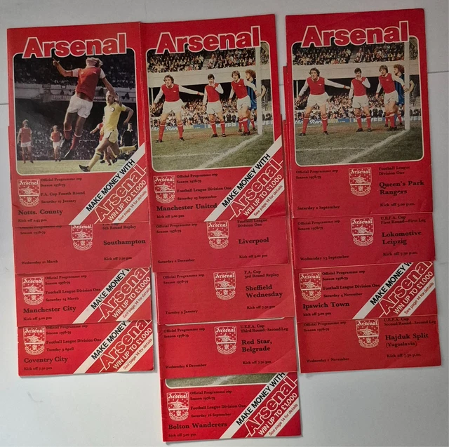 ARSENAL MATCHDAY PROGRAMMES: 1978-79 Job Lot Bundle x13 £10.52 ...