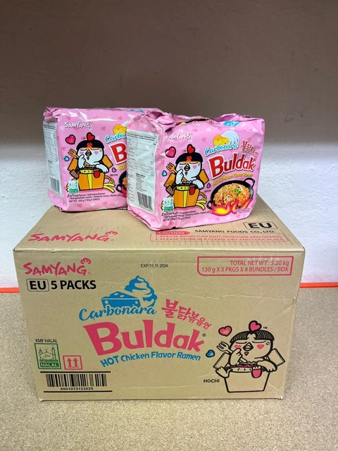 1 KARTON 40 Stk x 130g Samyang Nudeln Rose Buldak Carbonara Hot Chicken Ramen EUR 59,99 ...
