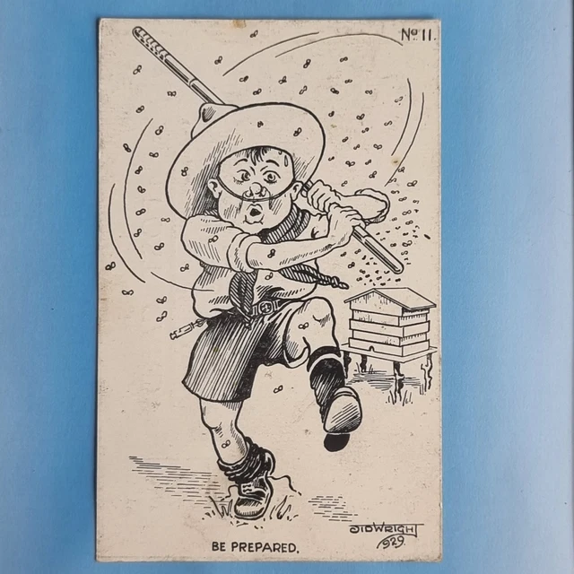 COMIC POSTCARD 1929 Sid Wright Chief Scout Tommy The Tenderfoot Laws ...