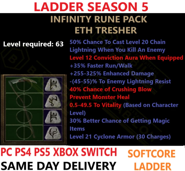 S5 LADDER - ETH INFINITY UNMADE PC-XBOX-PS4-PS5-SWITCH Diablo 2 Res D2R ...
