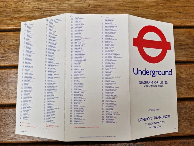 LONDON UNDERGROUND 1976 No.1 TUBE MAP Diagram of Lines Paul E Garbutt ...