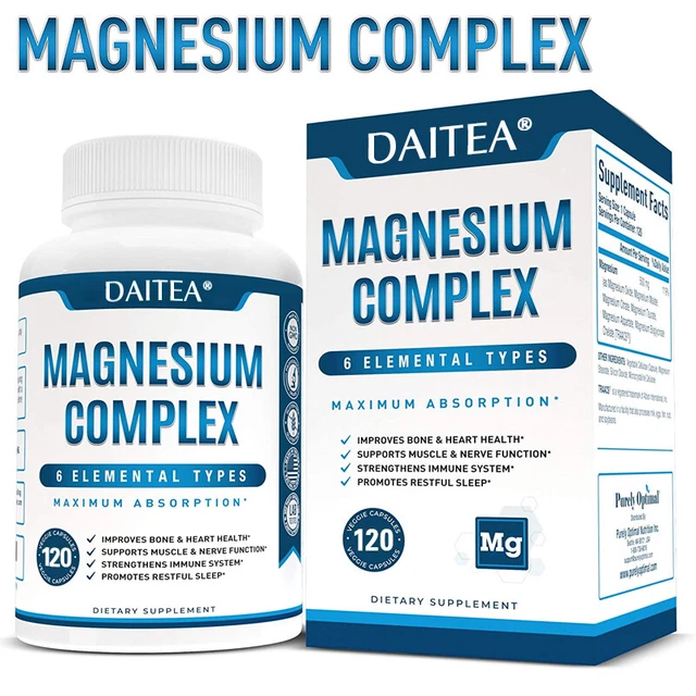 MAGNESIUM COMPLEX PROMOTES Bone Muscle Heart Health Improve Mood 120 ...