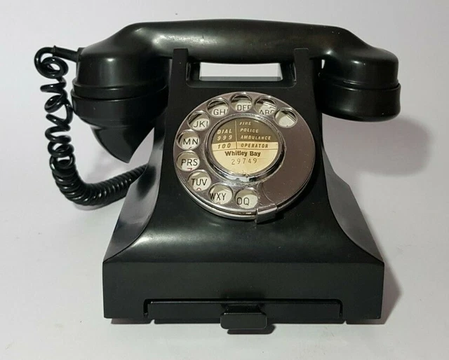 VINTAGE BLACK BAKELITE Gpo Rotary Dial Telephone With Address Book ... VINTAGE BLACK BAKELITE Gpo Rotary Dial Telephone With Address Book ...