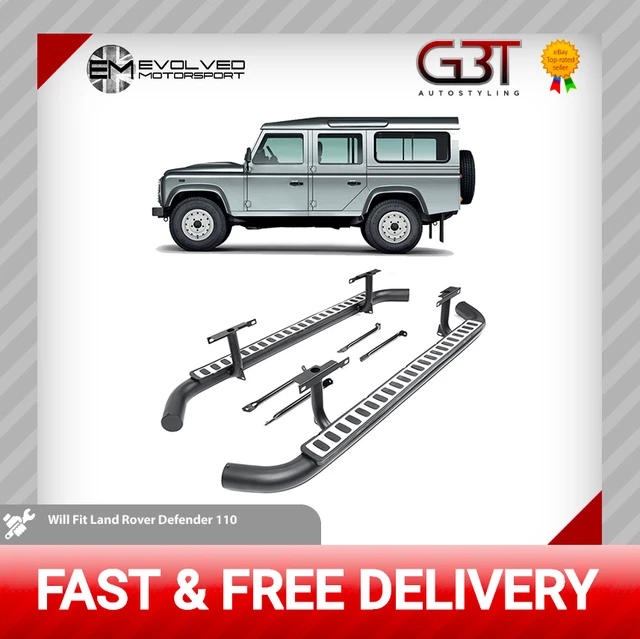 SIDE STEPS FOR Land Rover Defender 110 Tubular Black/silver Fire&ice ...