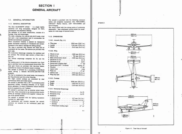 SIAI MARCHETTI SF.260 Maintenance Manual 1970's Aermacchi detail ...
