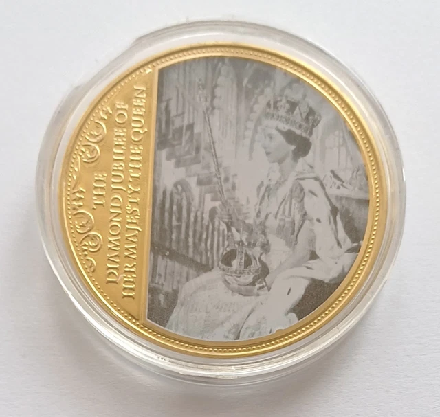QUEEN ELIZABETH II Diamond Jubilee 60 Years Commemorative Gold Portrait ...