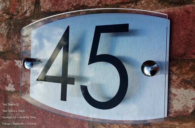 HOUSE SIGN MODERN Glass Effect Acrylic Door Number Name Road Plate ...