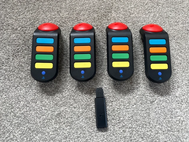 PLAYSTATION 3 PS3 Buzz! Quiz TV & 4 Wireless Controllers Buzzers With ...