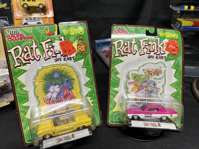 RACING CHAMPIONS ED Roth Yellow Convertible + Pink Rat Fink Die Cast ...