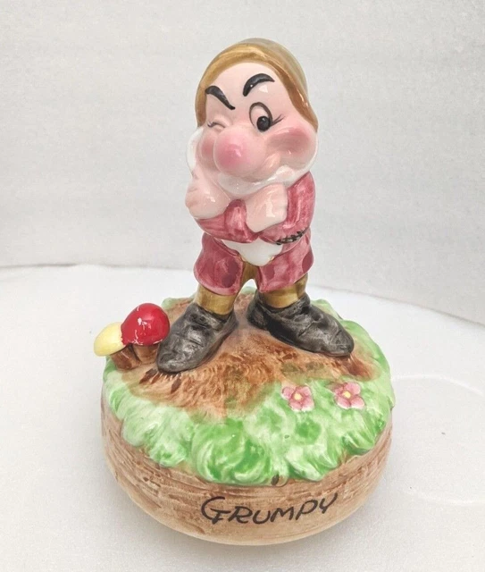 EZ. VINTAGE SCHMID Grumpy Dwarf of Snow White Figurine Music Box Japan ...