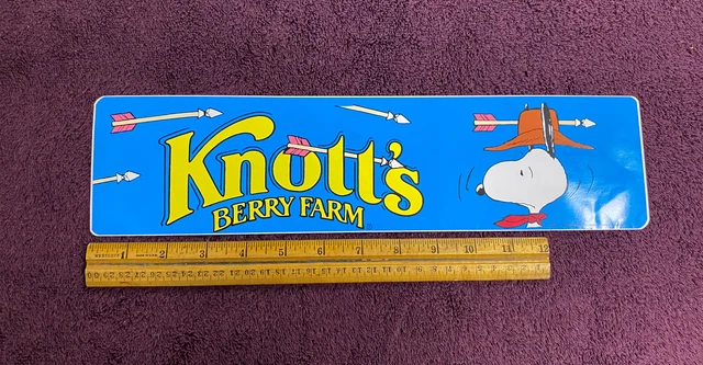 KNOTT'S BERRY FARM Snoopy 1958 Amusement Park Bumper Sticker Blue $50. ...