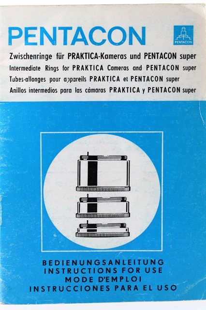 BEDIENUNGSANLEITUNG PENTACON ZWISCHENRINGE Praktica Pentacon super Anleitung EUR 14,00 - PicClick DE