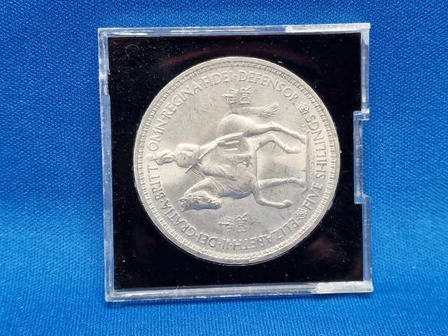 QUEEN ELIZABETH II Five Shillings Coin 1953 Coronation Crown in Case (B ...