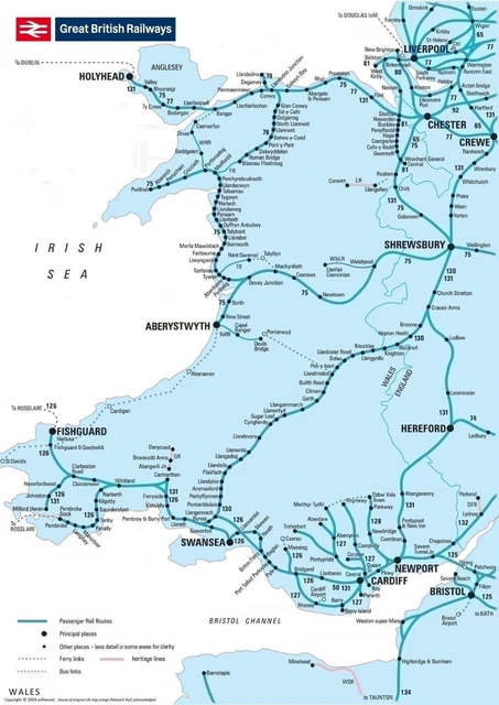 WALES TRAIN MAP (RAIL PASSENGER NETWORK) 2025 with TT refs - PYO £16.32 ...