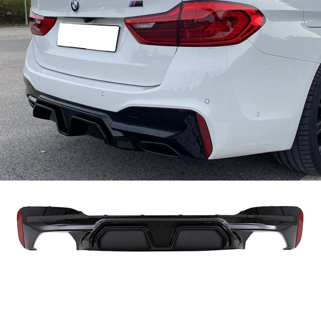 EVO DIFFUSORE POSTERIORE Nero Lucido + luce LED Race per BMW G30 G31 M ...