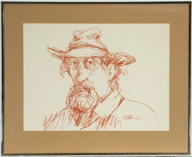 PETER COLLINS ARCA - Signed and Framed 1977 Pastel, Self Portrait of ...