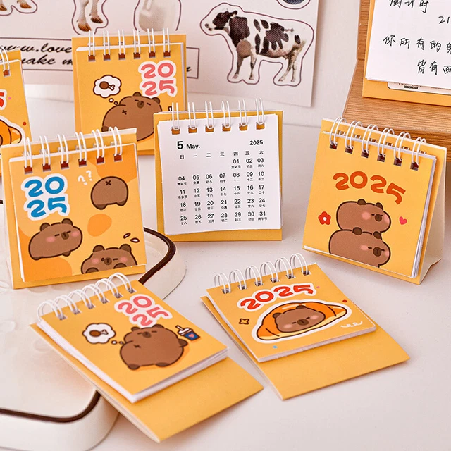 MINI CARTOON CALENDAR Cute Portable Capybara Calendar Desktop ...