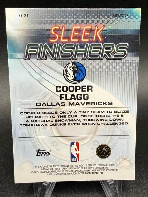 TOPPS CHROME NBA 2025-26 # Cooper Flagg # Sleek Finishers SF-21 # RC ...