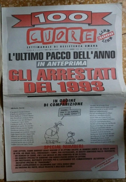 CUORE NUMERO 100 Giornale Di Satira Fumetti Supplemento Garrone ...