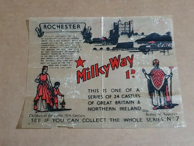 VINTAGE 1930'S MILKY Way Wrapper No.7 Rochester Castle (G3D4) £30.00 ...