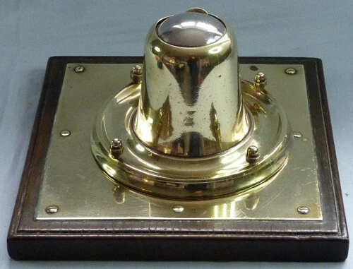 ANTIQUE BRASS INKWELL On Stand - Unusual Nautical(?) Theme £45.00 ...