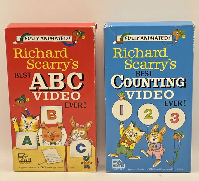 2 VTG RICHARD Scarry Fully Animated! VHS Best ABC and Counting Videos ...