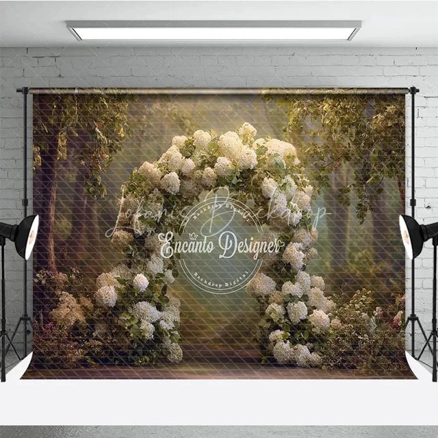 LOFARIS WHITE HYDRANGEA Wedding Arch Backdrop, Round Floral Arch Photo ...