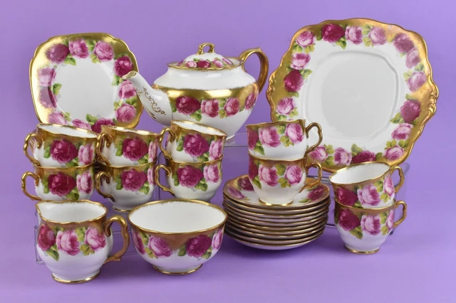 ROYAL ALBERT TEA Set x 34 Bone China Old English Rose Vintage Gold ...