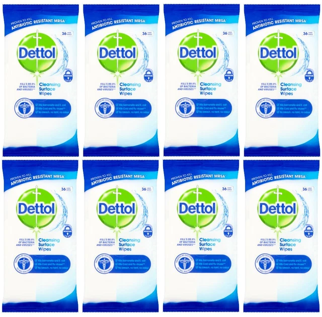 DETTOL MULTI SURFACE Antibacterial Cleansing Surface Wipe 8x 36 Pack ...