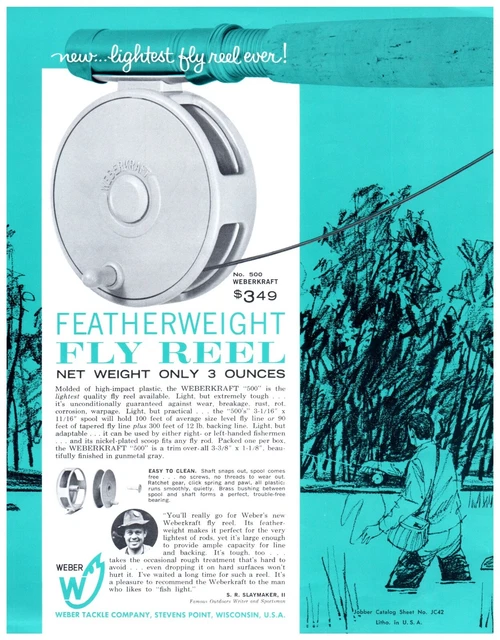 WEBER TACKLE COMPANY Vintage Ad For FEATHERWEIGHT FLY REEL - E6L £14.48 ...