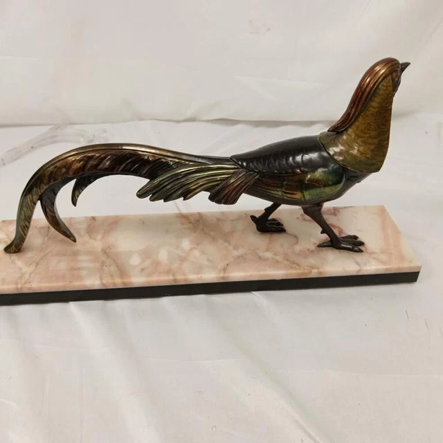 STATUETTE FAISAN PATINE multicolore régule Old French Oiseau Bird ...