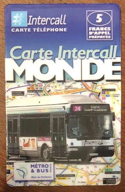 INTERCALL CARTE RATP Bus Paris 5F Prepayée Prepaid Telecarte Scheda ...