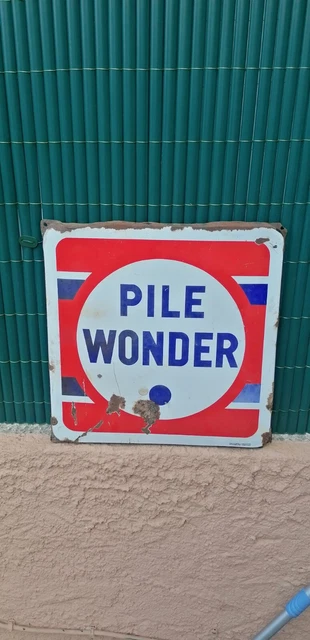 ANCIENNE PLAQUE ÉMAILLÉE publicitaire PILE WONDER - 42X42 EUR 110,00 ...