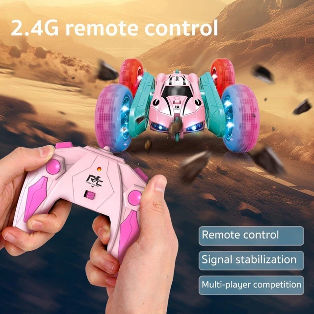 PINK REMOTE CONTROL Car for kids- RC Stunt Cars cute 4WD Double-Sided ...
